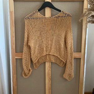 Lilac Knit Cotton Sweater - Hand Knit Cotton Women Sweater - Loose ...