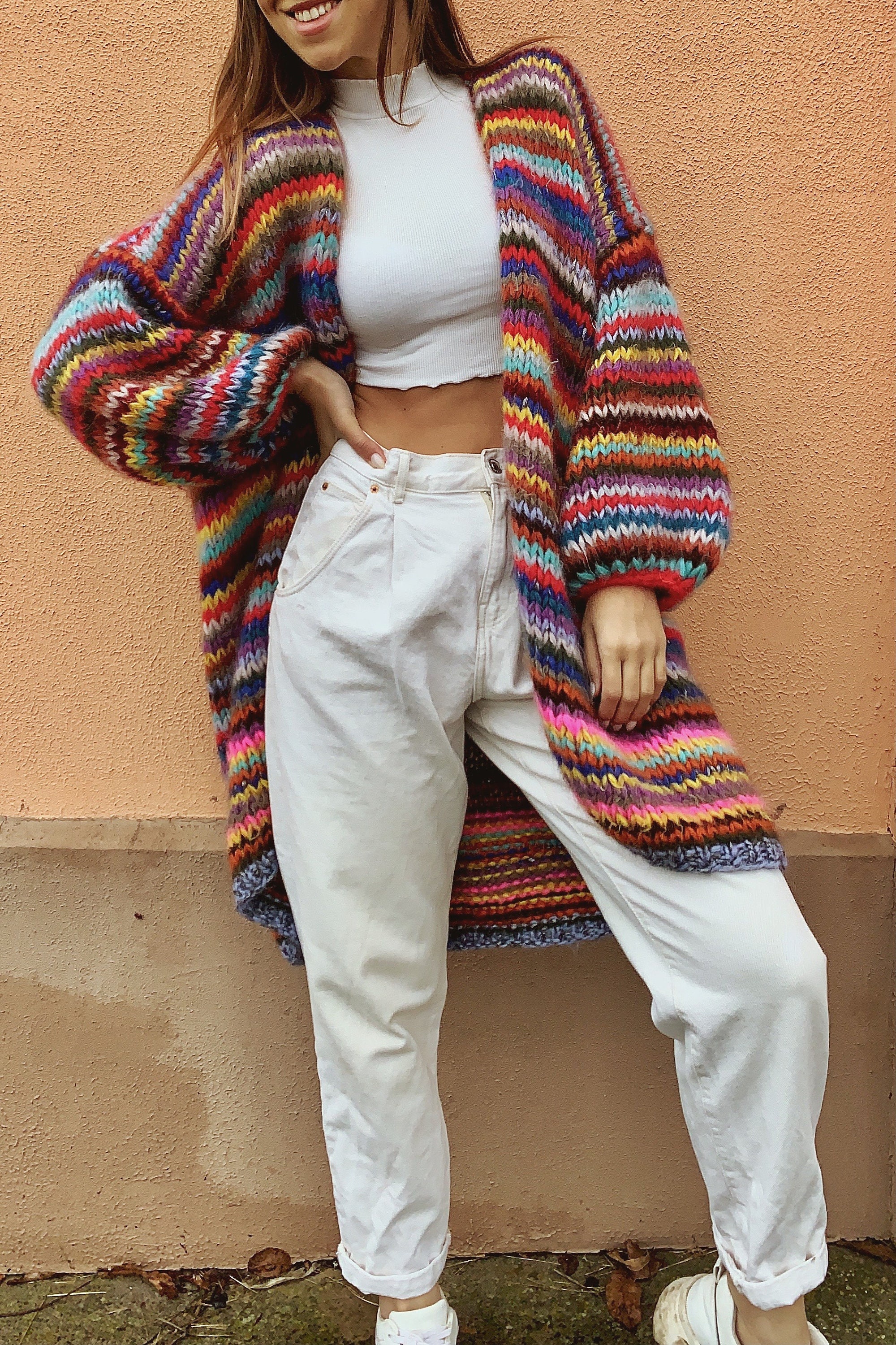 Rainbow Stripes Multicolor Cardigan One Size PRE-ORDER - Etsy