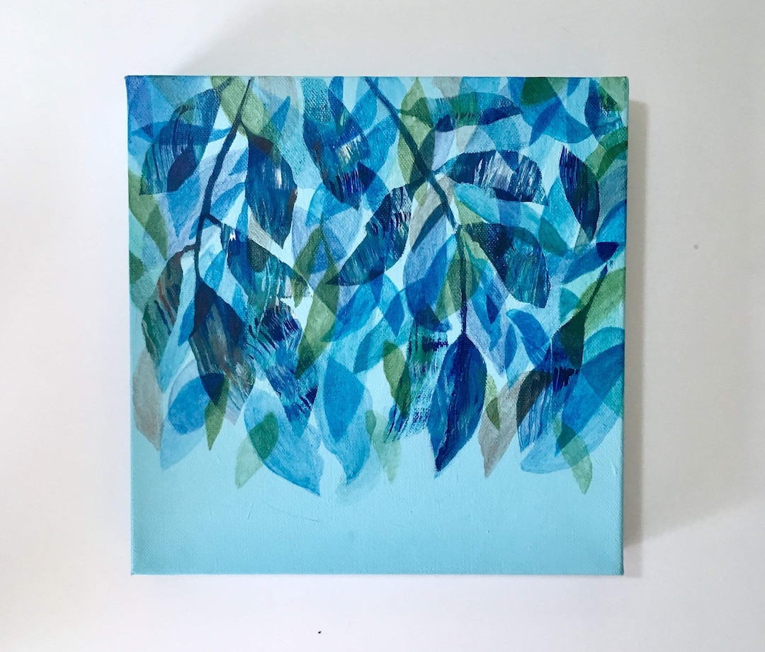 Blue Abstract Art on Canvas Small Canvas Painting Original - Etsy
