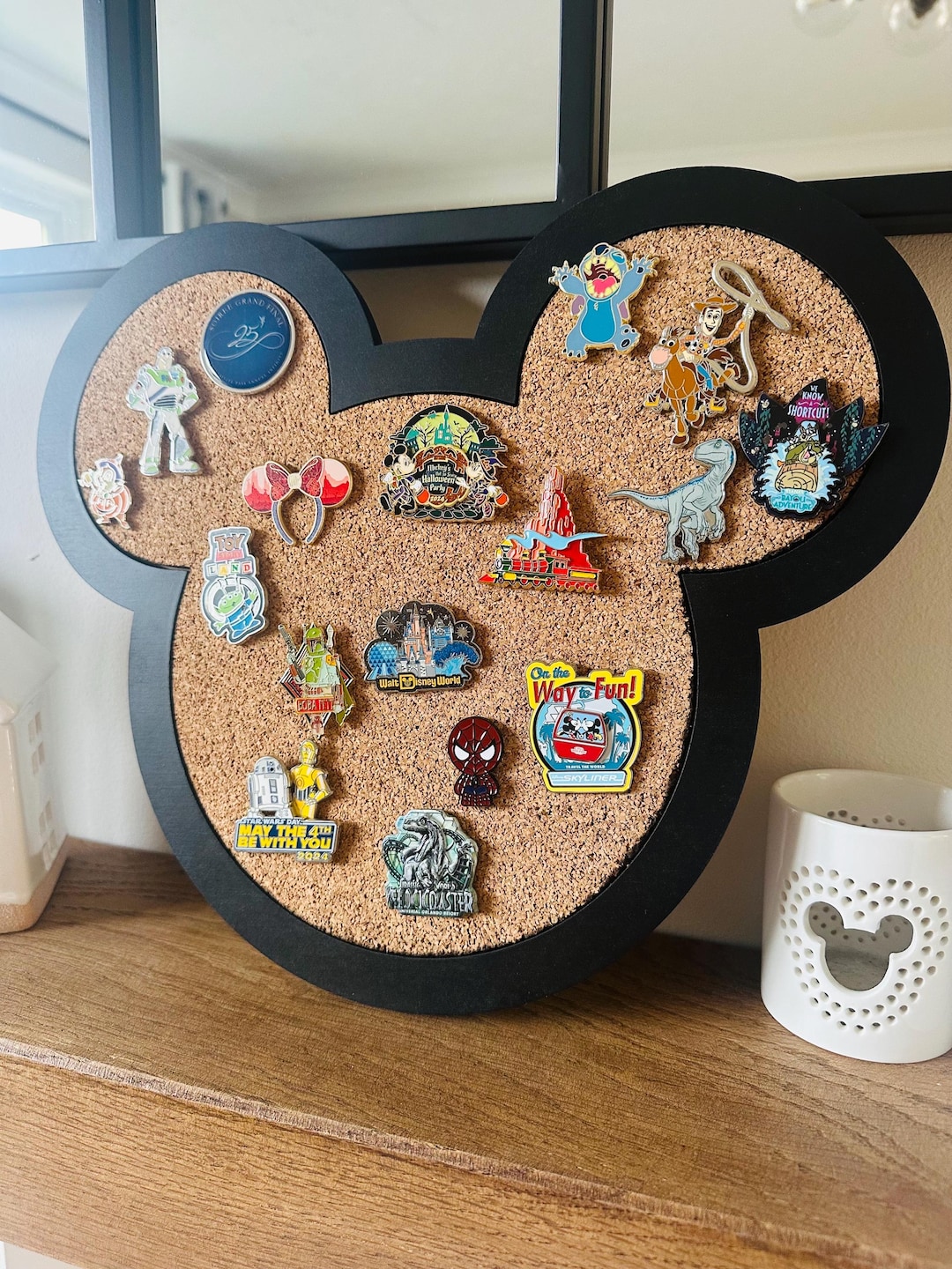 Mickey Mouse Wooden Pinboard, Disney Cork Board for Pins and Badge. - Etsy