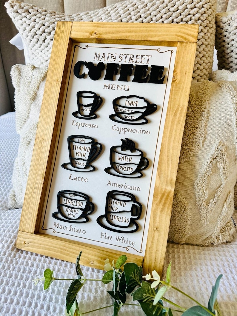Main Street Coffee Menu Sign, Kitchen Home Decor, Disney Home Decor - Etsy