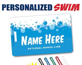 SWIMMER Bag Tag Personalized Full Color PVC Durable - Etsy