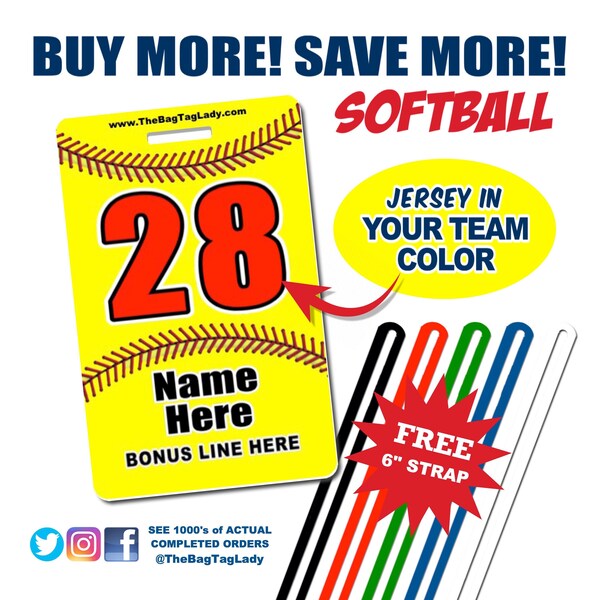 Softball Bag Tag - Etsy