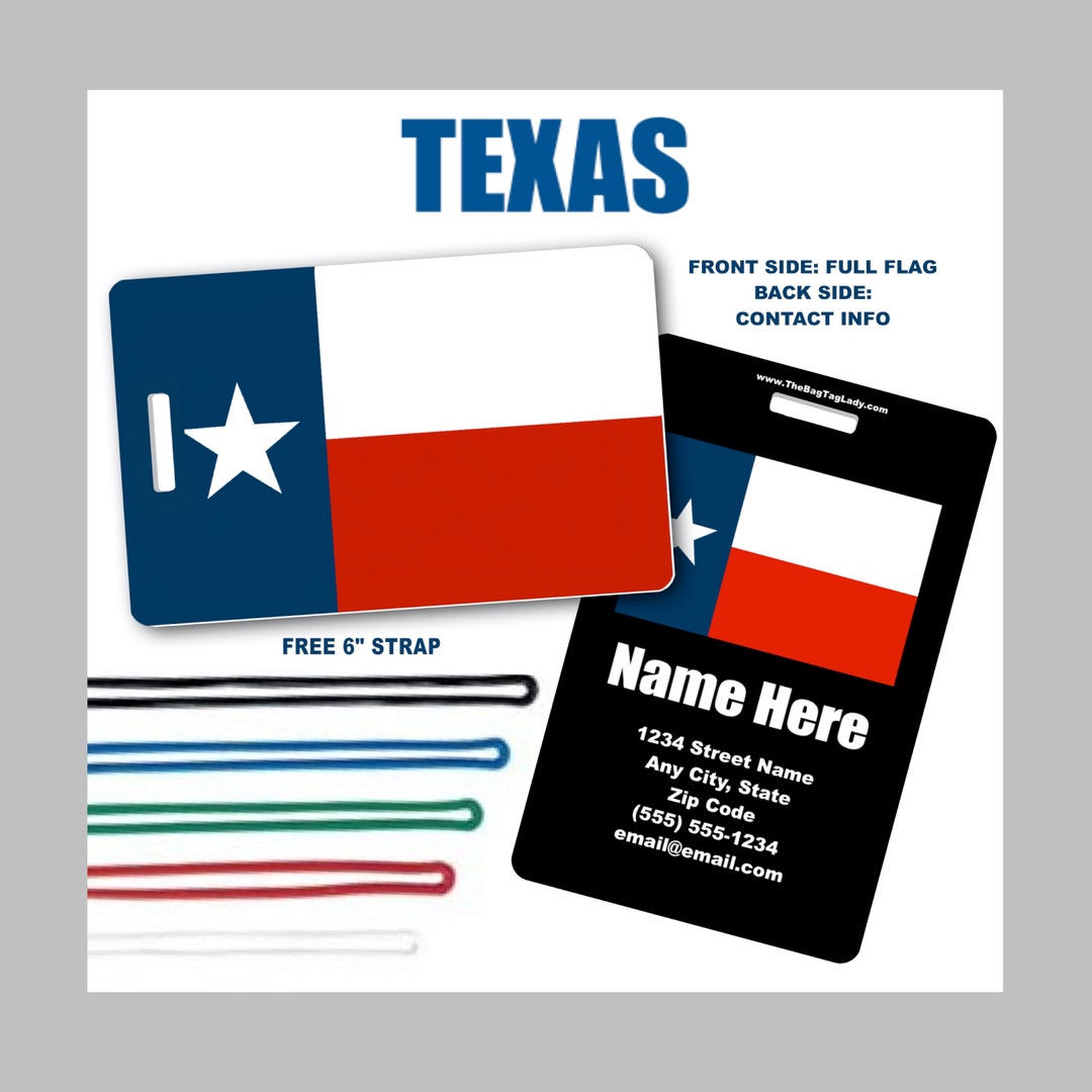Personalized Texas Flag Luggage Tag: Waterproof Travel ID - Etsy