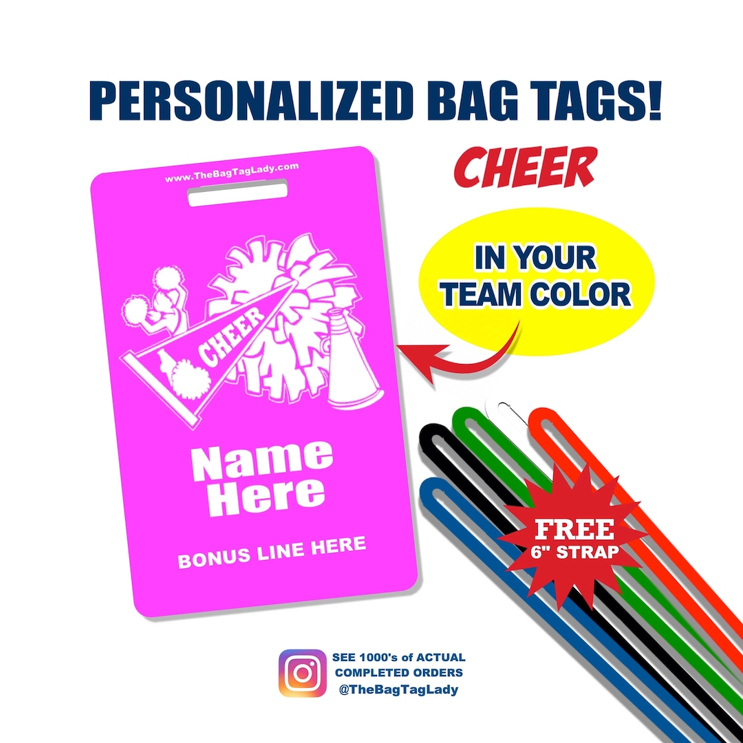CHEER Bag Tag • Personalized • Cheerleader's Names, Team Name, Team ...