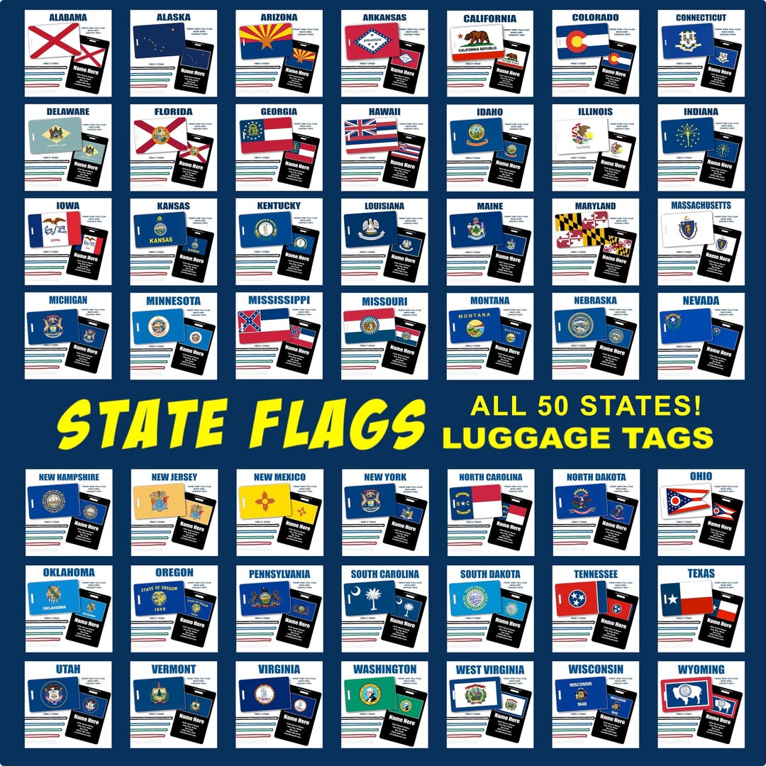 Personalized State Flag Luggage Tag: All United Stages Official Flags ...