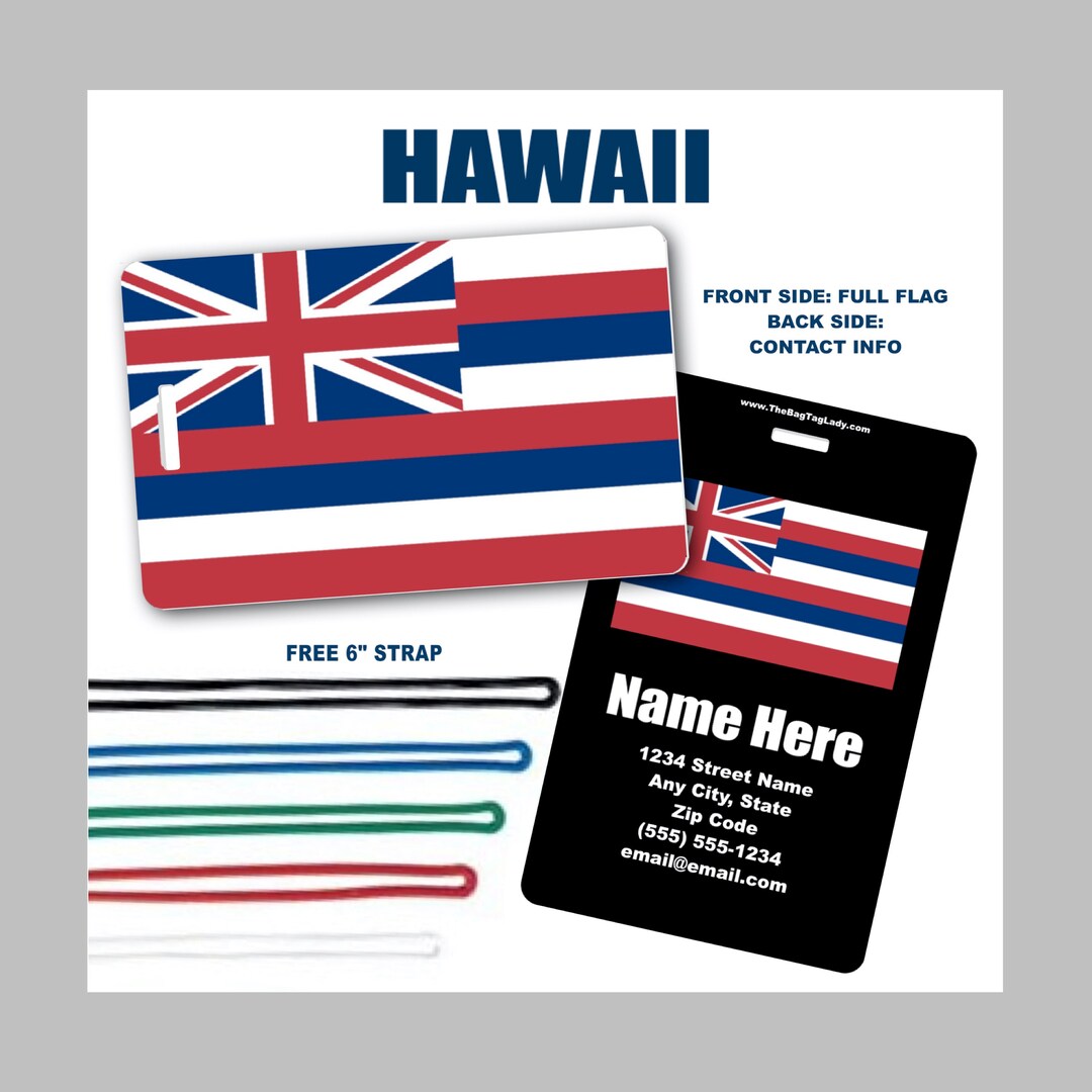 Personalized Hawaii State Flag Luggage Tag: Waterproof ID Tag - Etsy