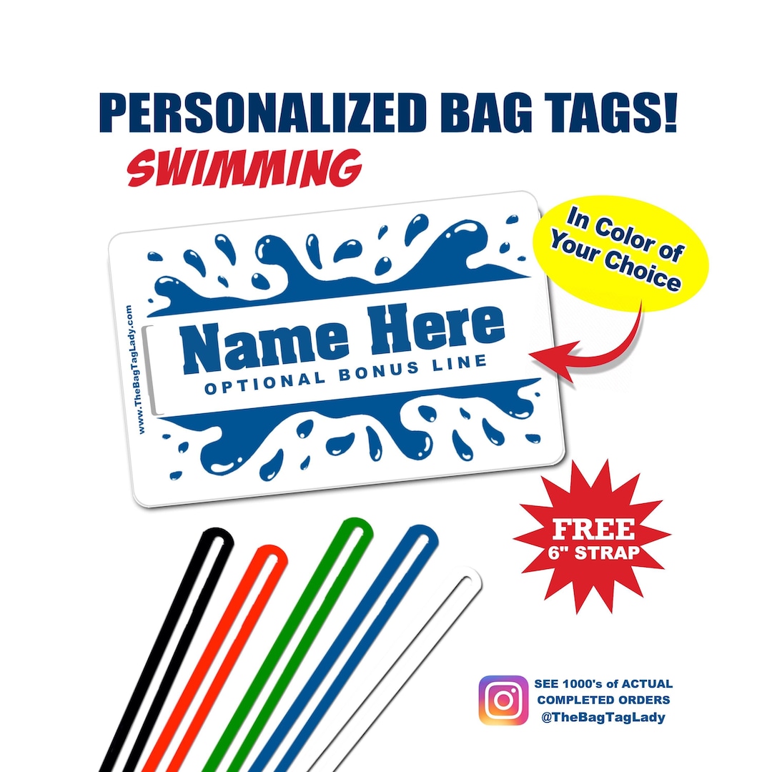 Personalized Swimmer Bag Tag: Team Luggage, Gear Bag - Etsy