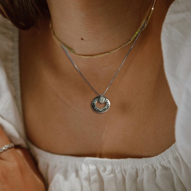 Personalised Infinity and Mini Disc Necklace | Family Names - Etsy UK