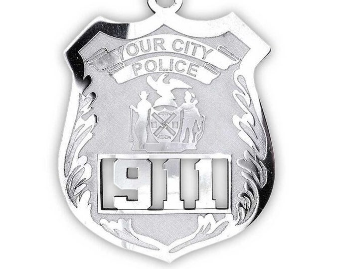 Customized Police Badge Number and Department Pendant Sterling Silver ...