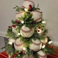 Handcrafted Baseball Christmas Tree With Pine and Berries - Etsy