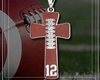 Sterling Silver High Polished Soccer Cross Pendant With Number | Etsy