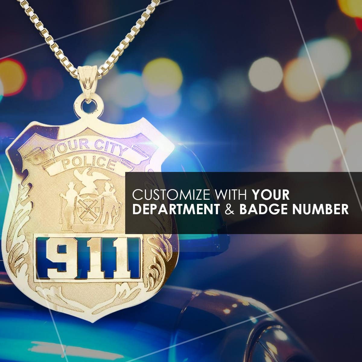 Customized Police Badge Number and Department Pendant - Sterling Silver ...