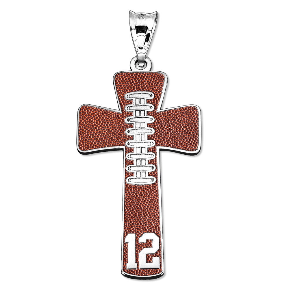 Football Cross Pendant With Number Sterling Silver - Etsy Singapore
