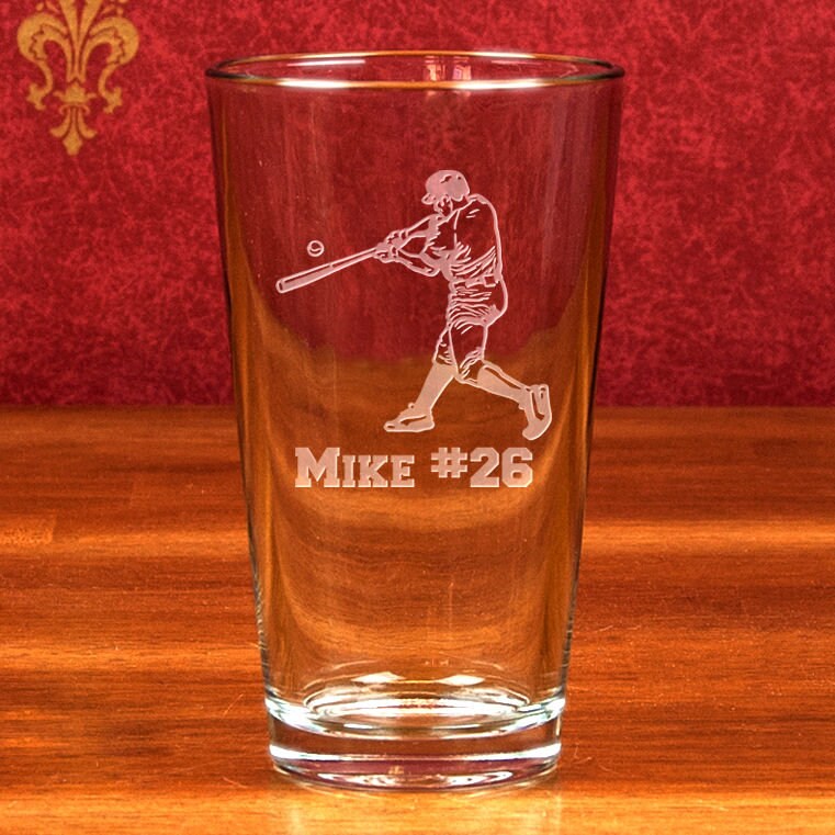 Personalized Etched Baseball 4pc Mixing / Pint Glass Set - Etsy