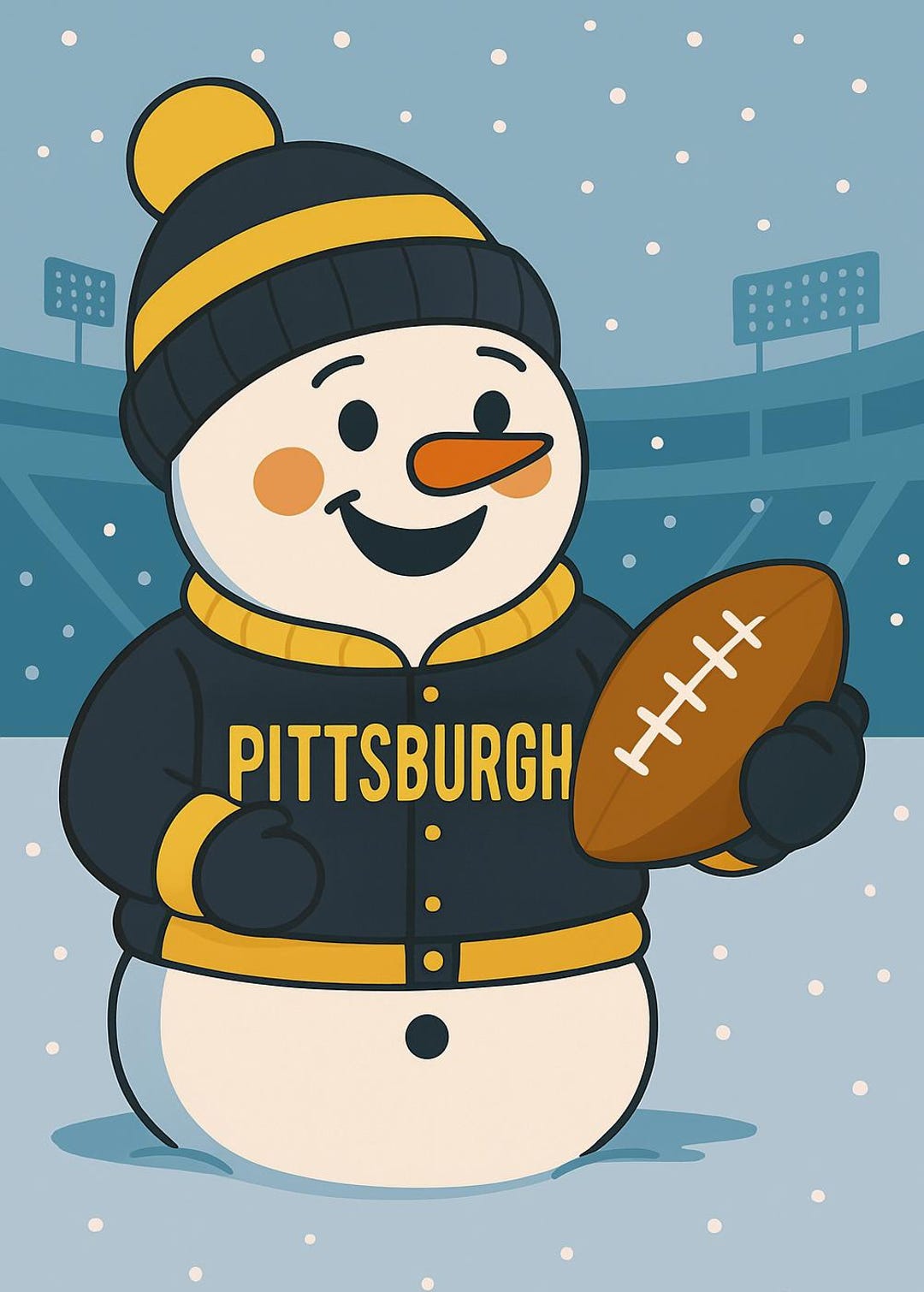 Personalized Pittsburgh Football Stadium Snowman 5X7 Christmas or ...