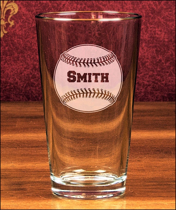 Personalized Etched Baseball 4pc Mixing / Pint Glass Set - Etsy