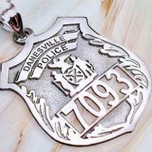 Customized Police Badge Number and Department Pendant - Sterling Silver ...