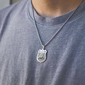 Customized Police Badge Number and Department Pendant - Sterling Silver ...