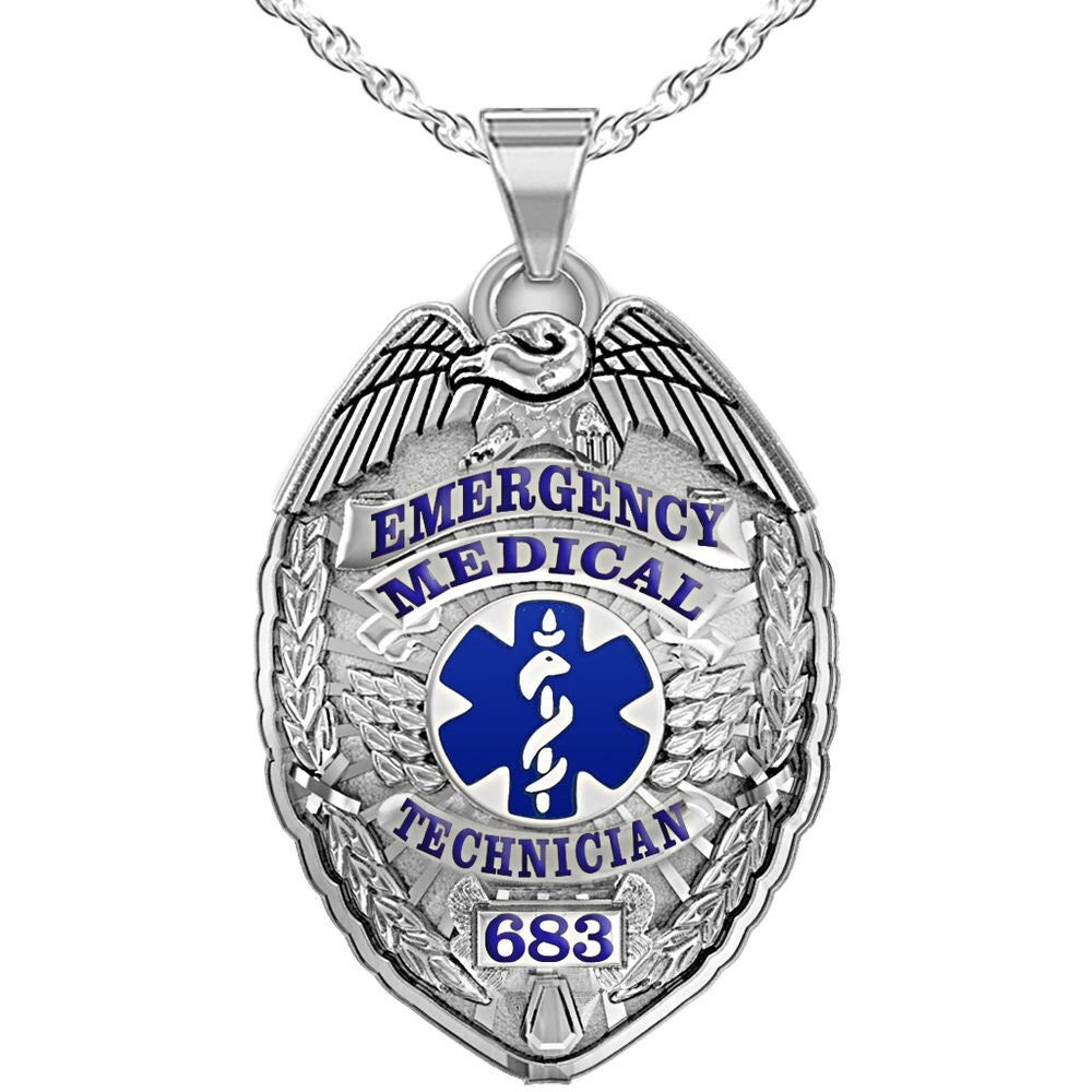 Customized EMT Emergency Medical Technician Badge Number Pendant ...