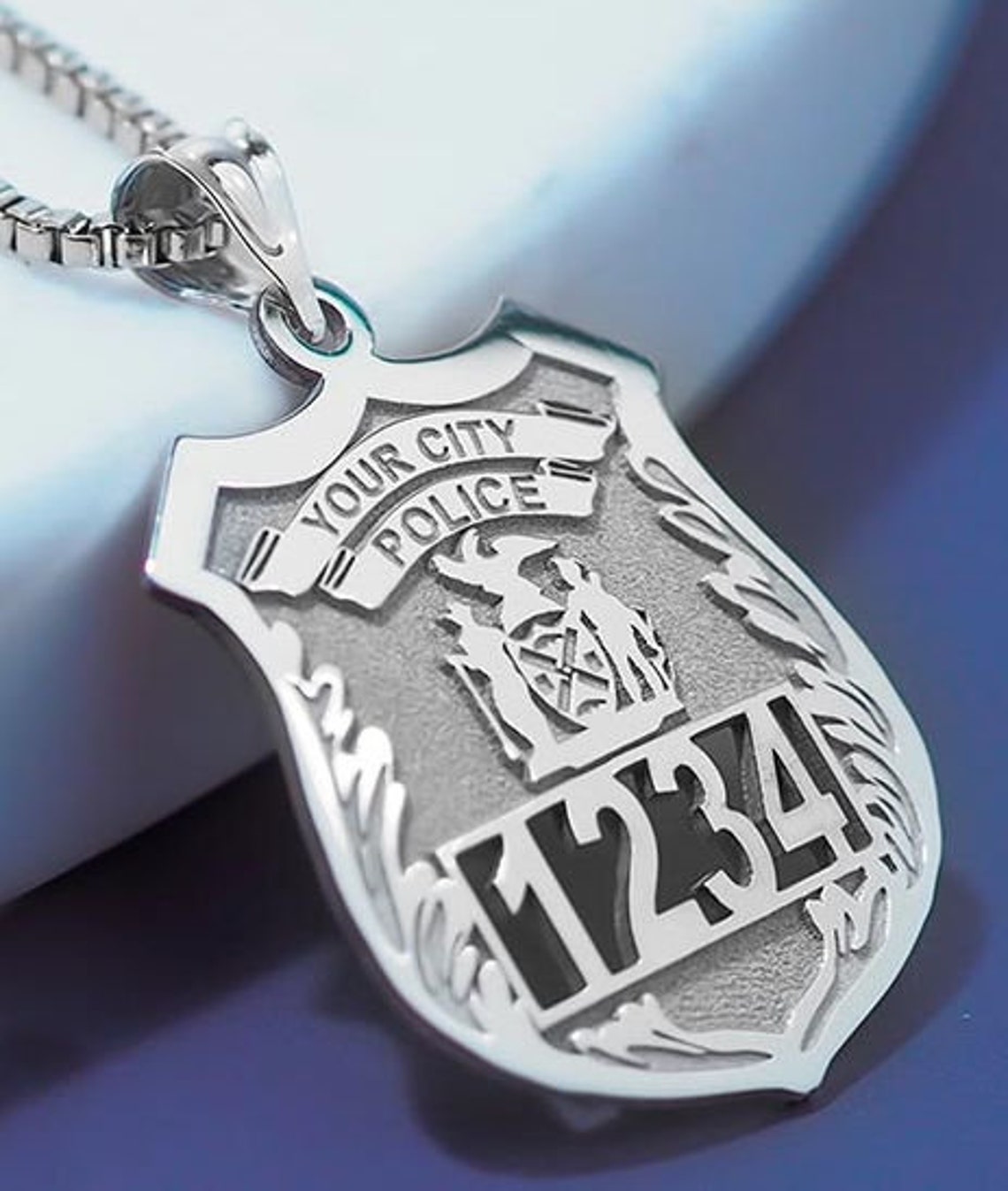 Customized Police Badge Number and Department Pendant - Sterling Silver ...