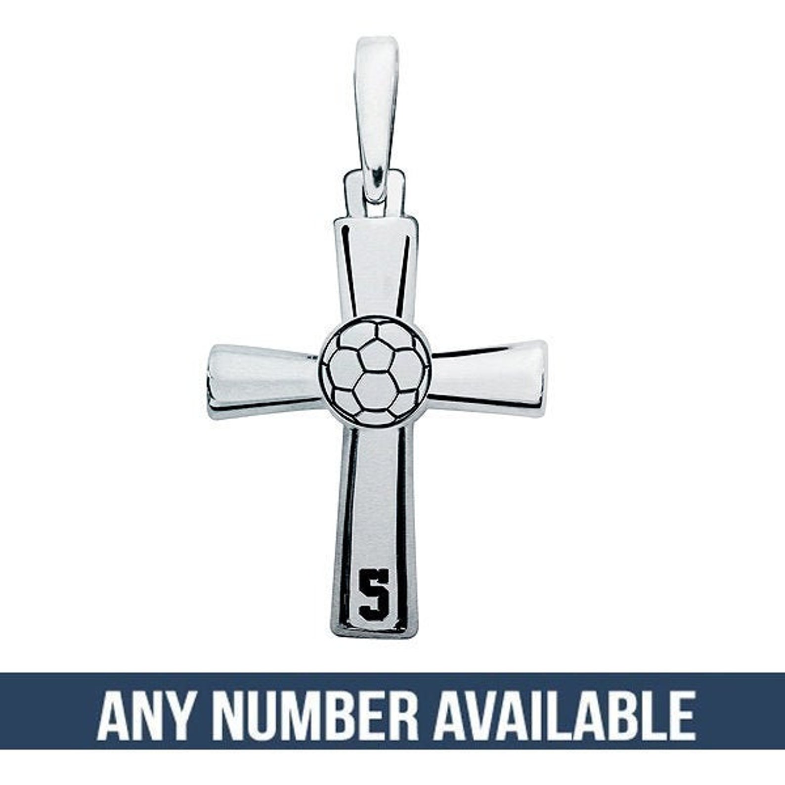 Sterling Silver High Polished Soccer Cross Pendant With Number - Etsy
