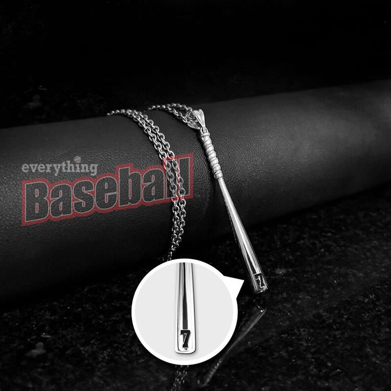 Baseball Bat Pendant Necklace With Number and 18 Cable - Etsy