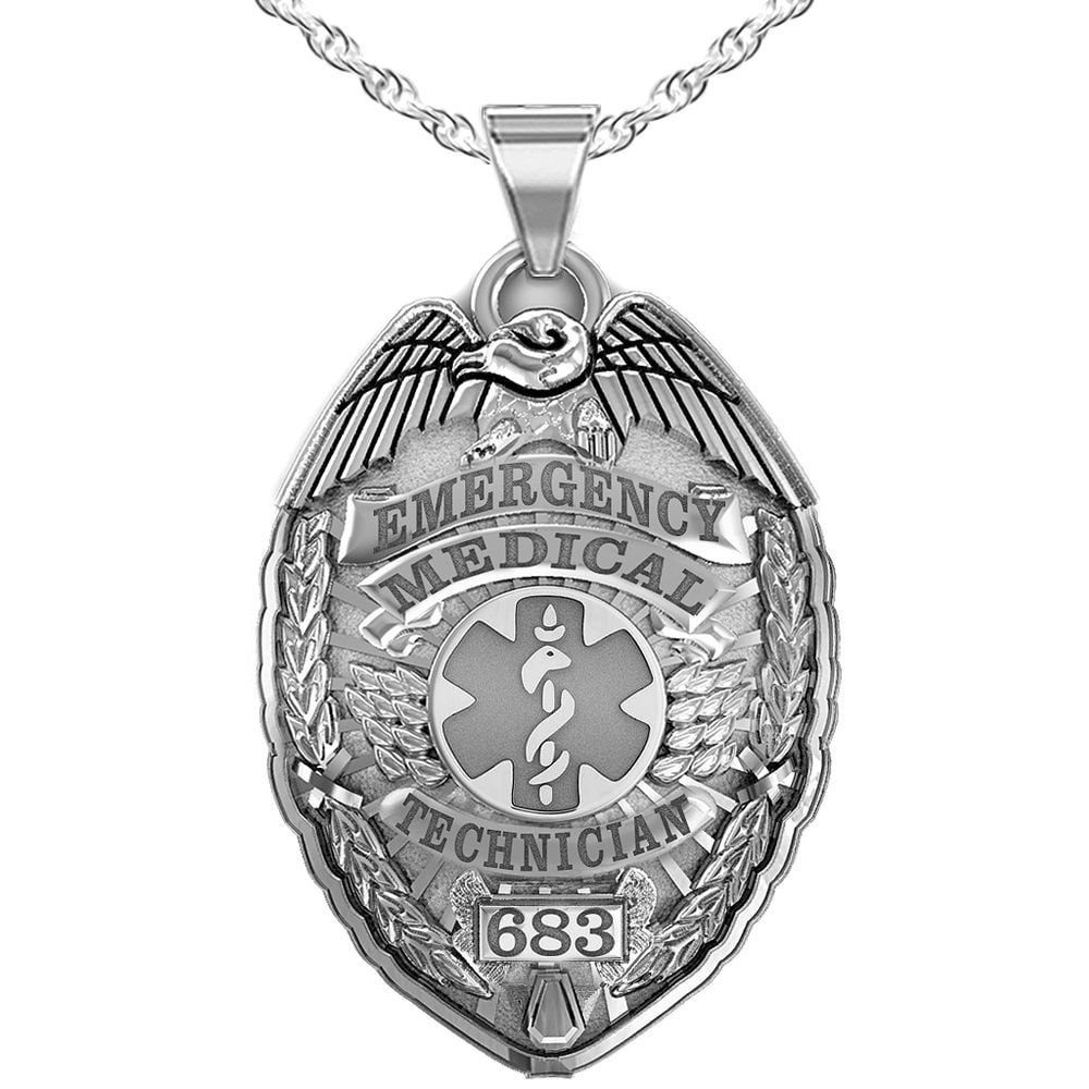 Customized EMT Emergency Medical Technician Badge Number Pendant ...