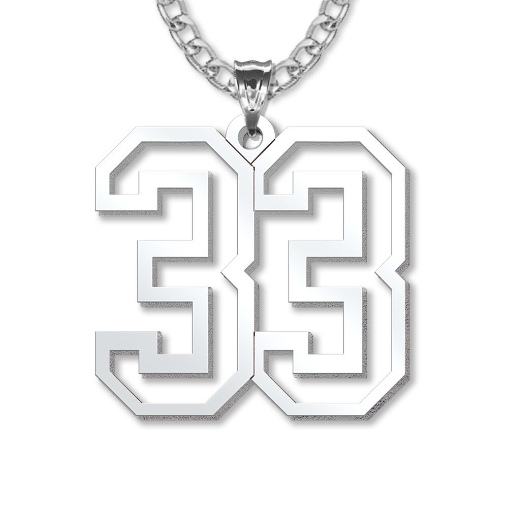 High Polished Cut Out Sports Number Pendant - Sterling Silver - Etsy