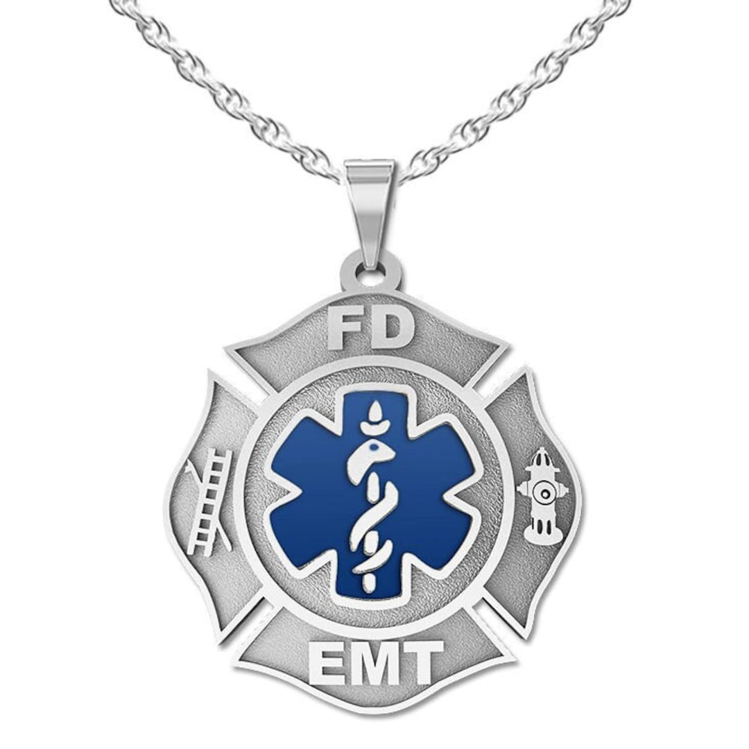 FD EMT Fire Department Emergency Medical Technician Badge Pendant ...