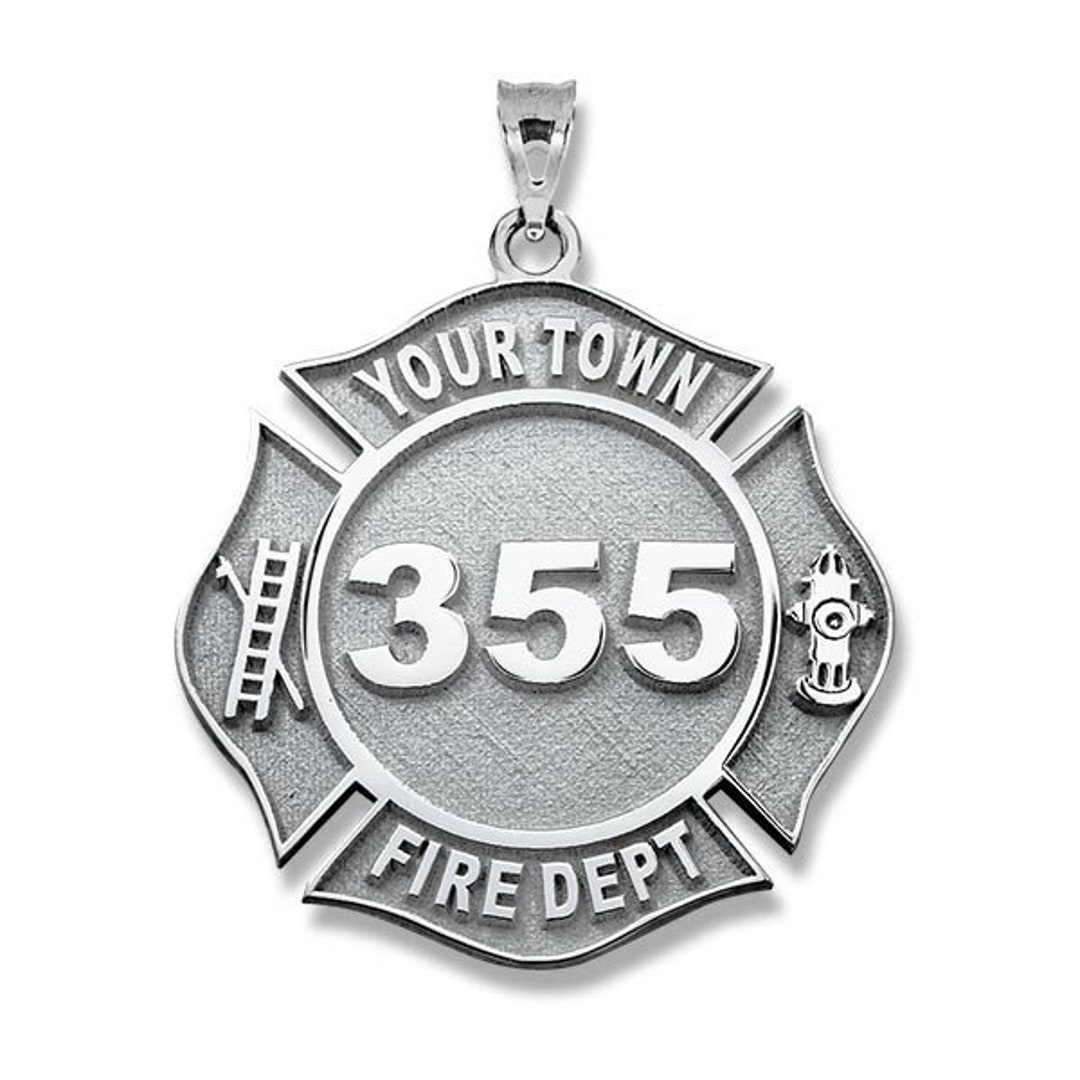 Customized Firefighter Badge Number and Department Pendant - Sterling ...