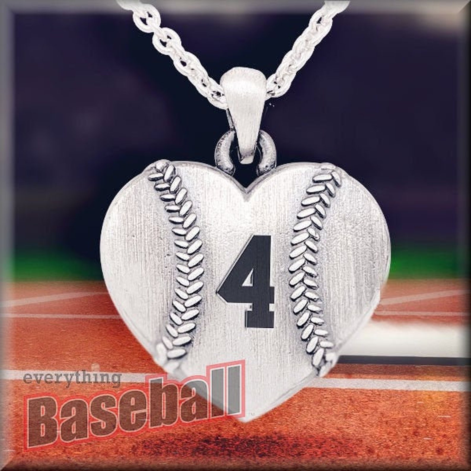 Sterling Silver Heart Shaped Baseball Number Pendant With 18" Chain - Etsy