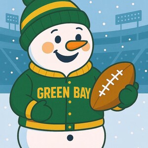 Personalized Green Bay Football Stadium Snowman 5X7 Christmas or ...