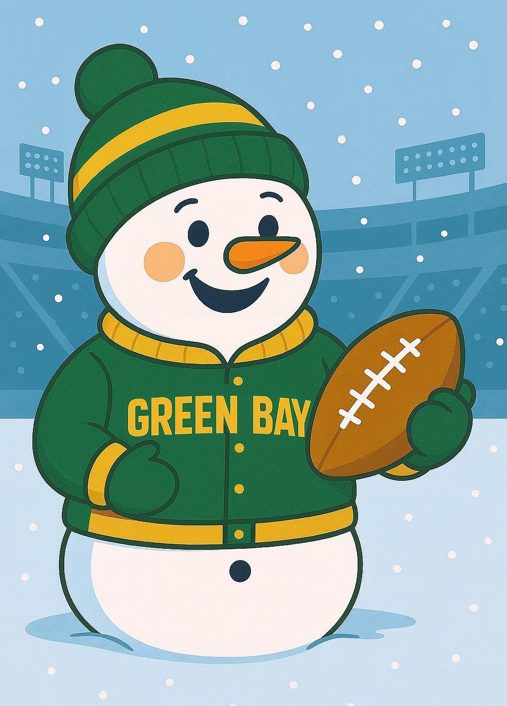Personalized Green Bay Football Stadium Snowman 5X7 Christmas or ...