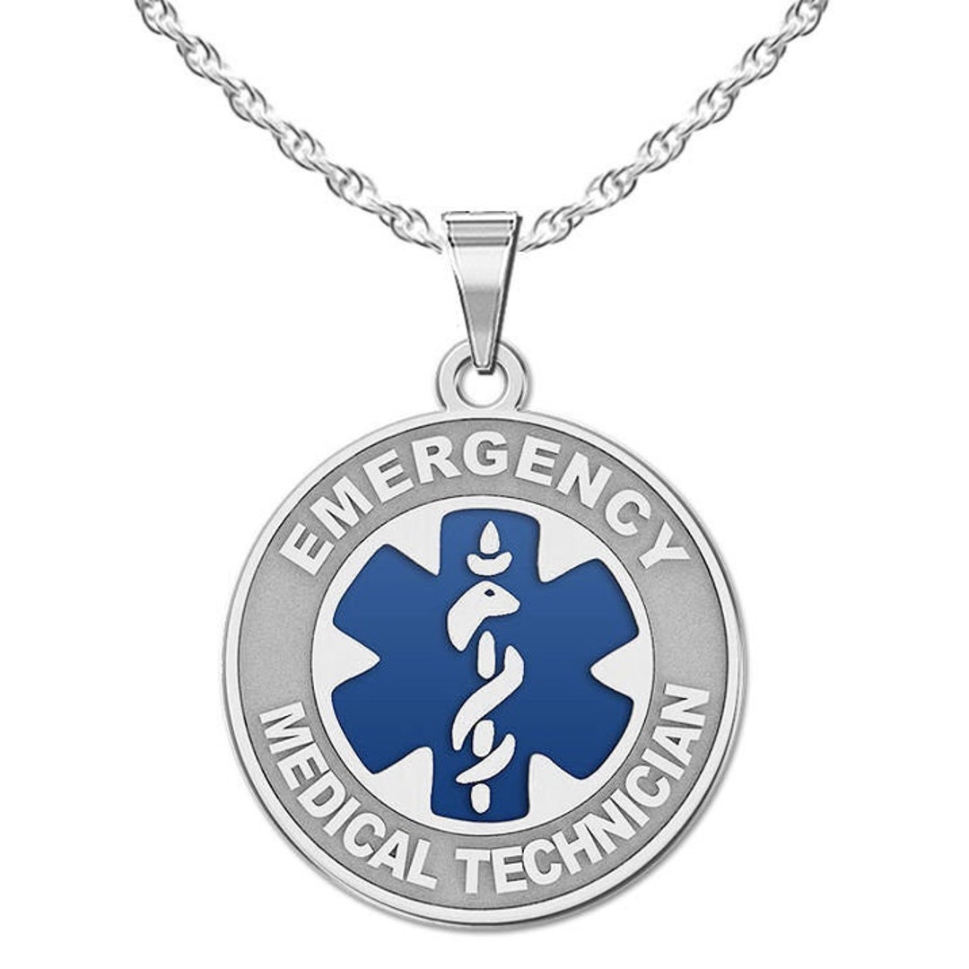 EMT Emergency Medical Technician ID Charm Pendant - Sterling Silver - Etsy