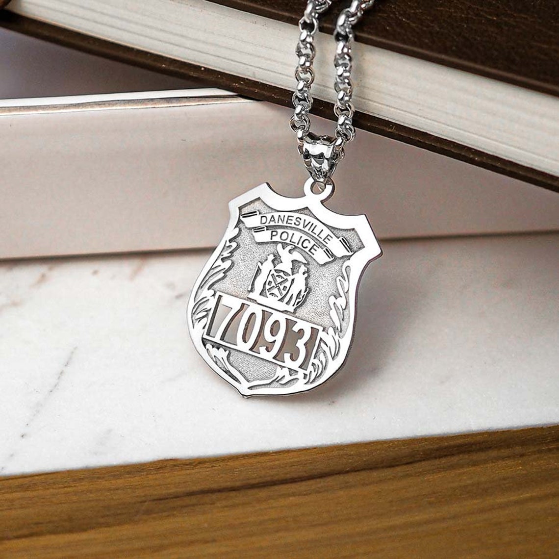 Customized Police Badge Number and Department Pendant - Sterling Silver ...
