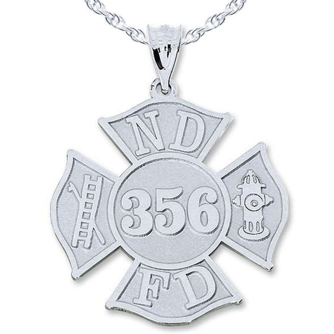 Customized Firefighter Badge Number and Department Initials Pendant ...
