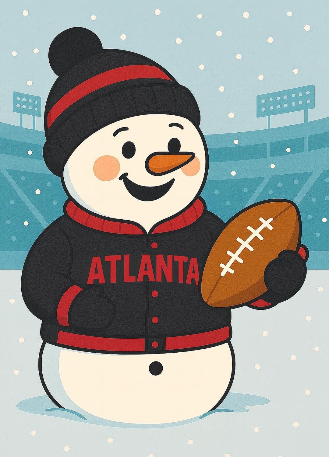 Personalized Atlanta Football Stadium Snowman 5X7 Christmas or Holiday ...