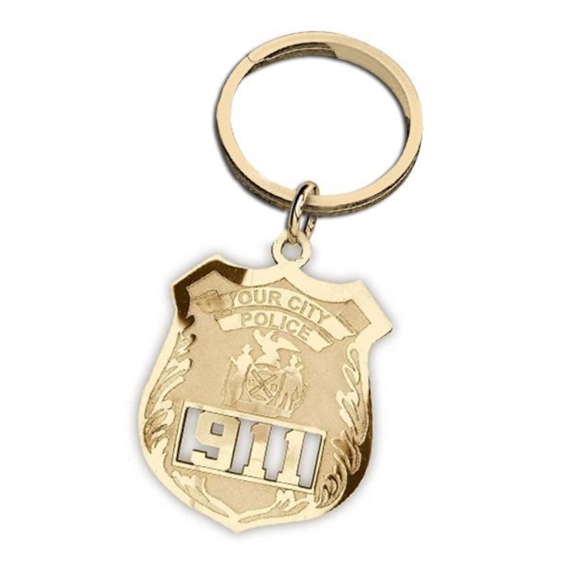 Customized Police Badge Number and Department Pendant Silver Key Chain ...