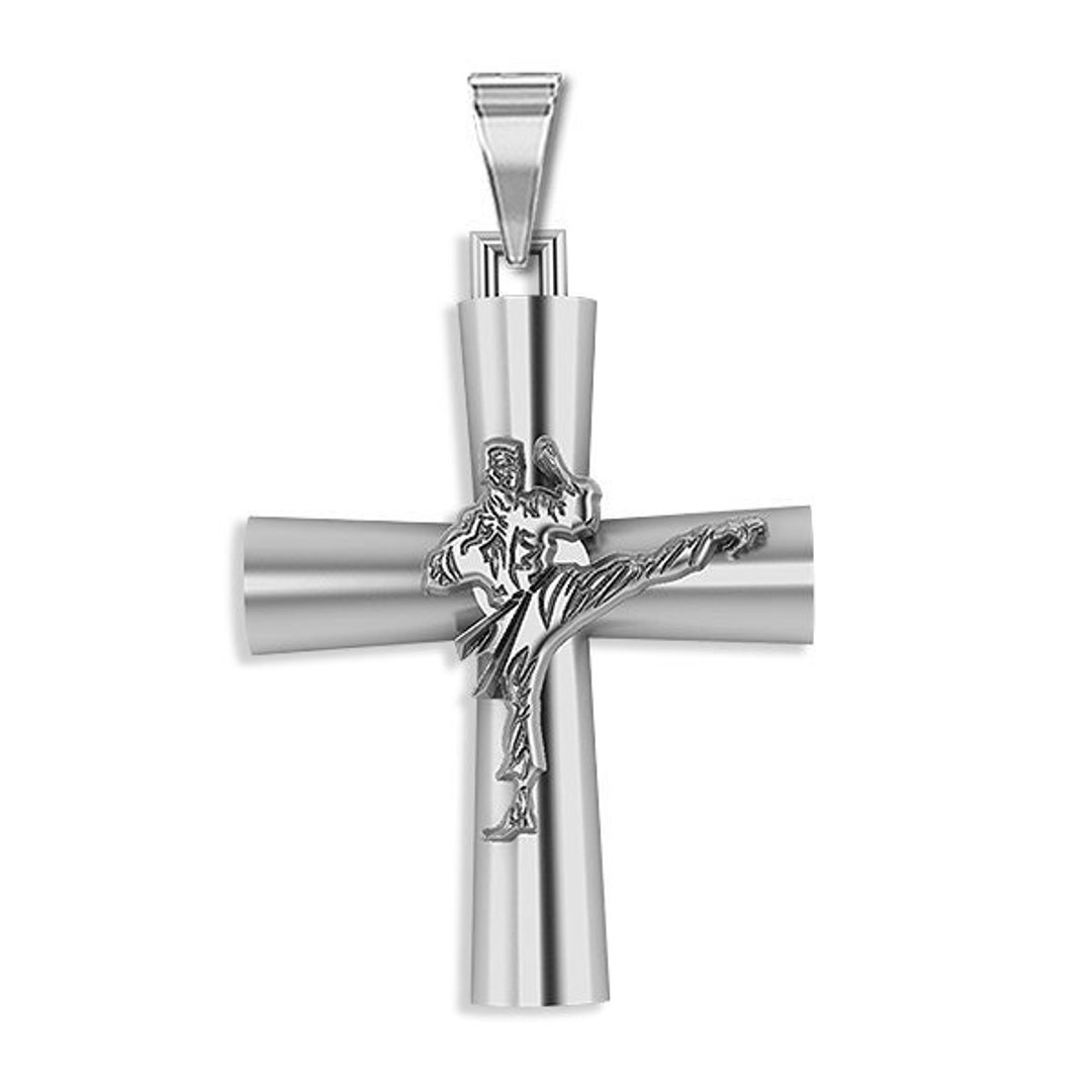 Sterling Silver High Polished Karate Cross Pendant - Etsy