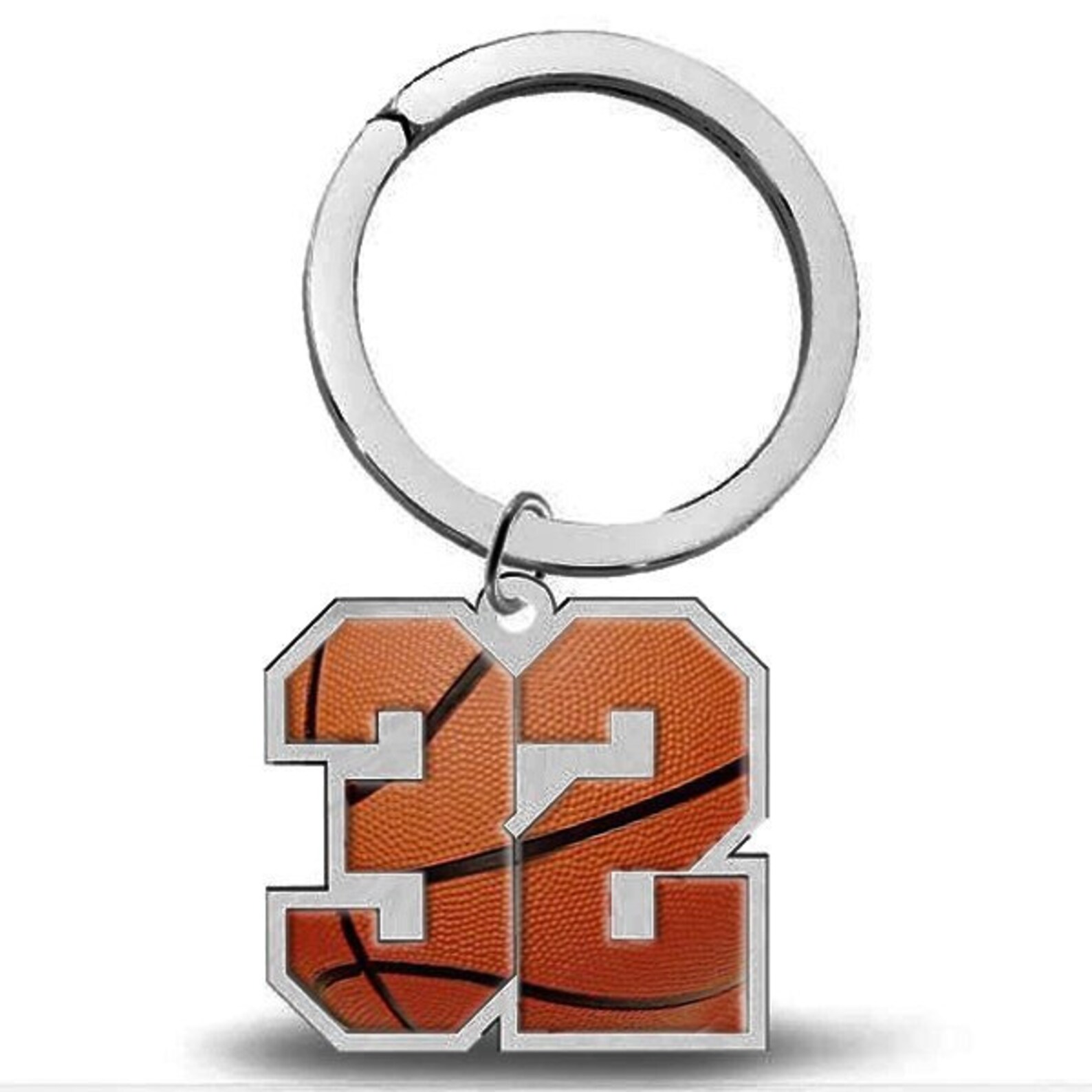 Sports Number Pendant Silver Key Chain Choose Baseball Football or ...