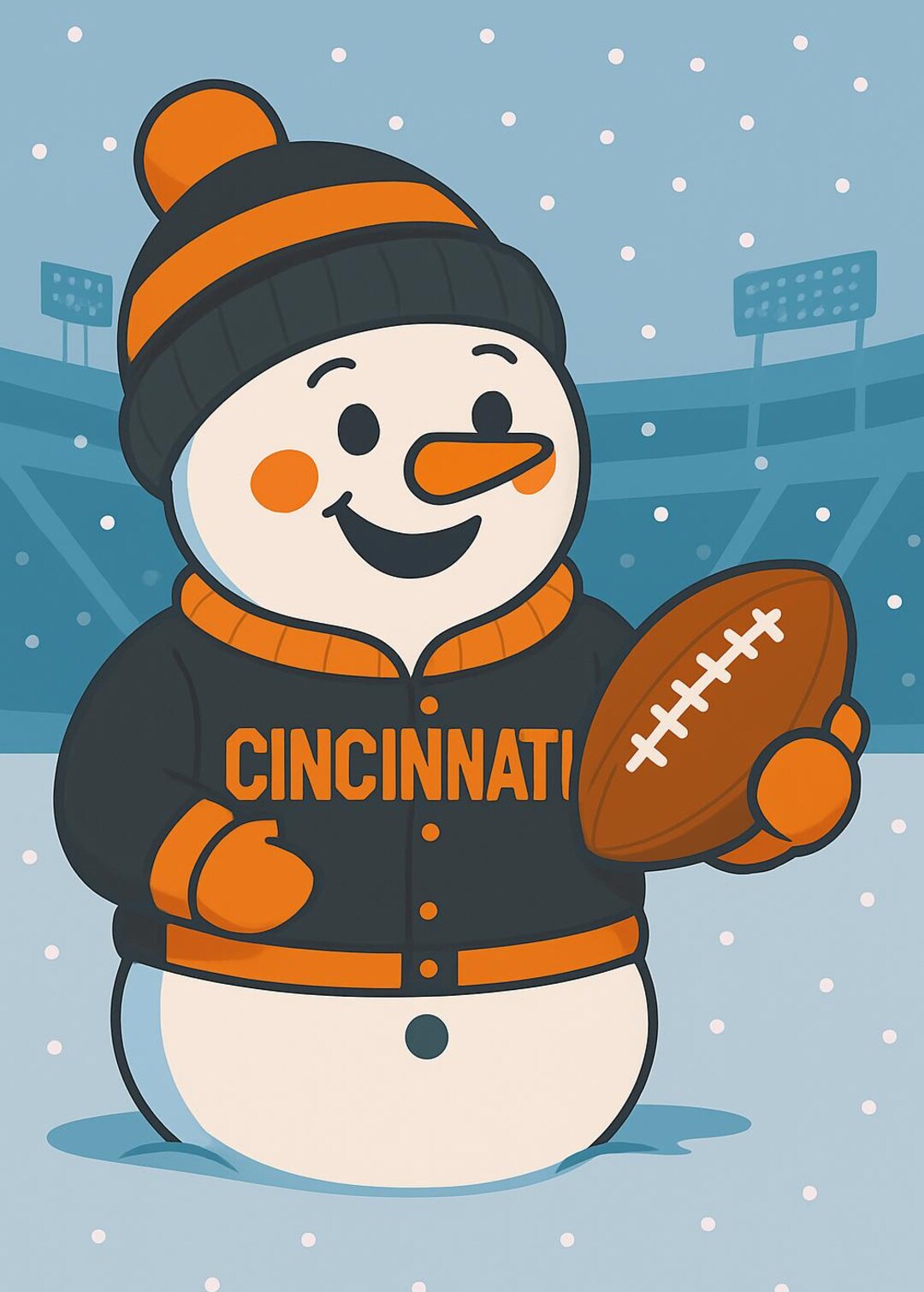 Personalized Cincinnati Football Stadium Snowman 5X7 Christmas or ...