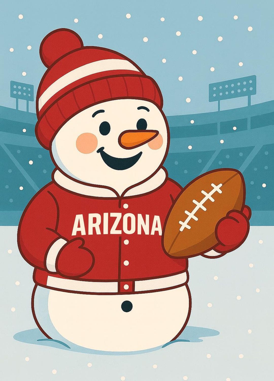 Personalized Arizona Football Stadium Snowman 5X7 Christmas or Holiday ...