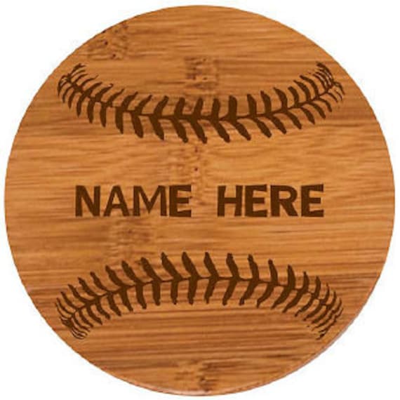 Personalized Baseball 6pc Bamboo Coaster Set - Etsy