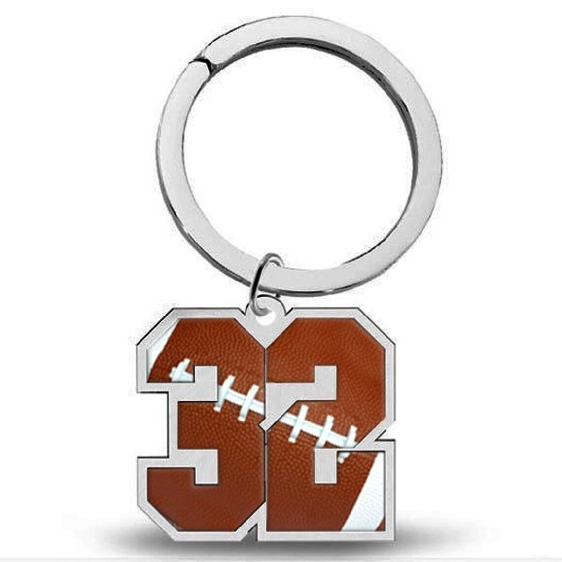 Sports Number Pendant Silver Key Chain Choose Baseball Football or ...