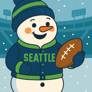Personalized Seattle Football Stadium Snowman 5X7 Christmas or Holiday ...
