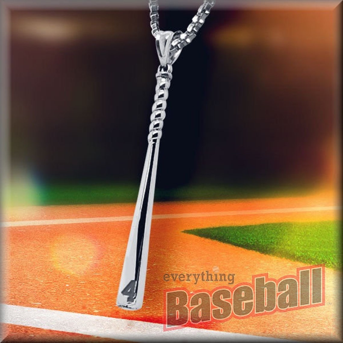 Baseball Bat Pendant Necklace With Number and 20" Ball Chain ...
