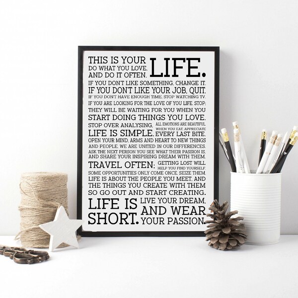 Life Quote Poster - Etsy UK