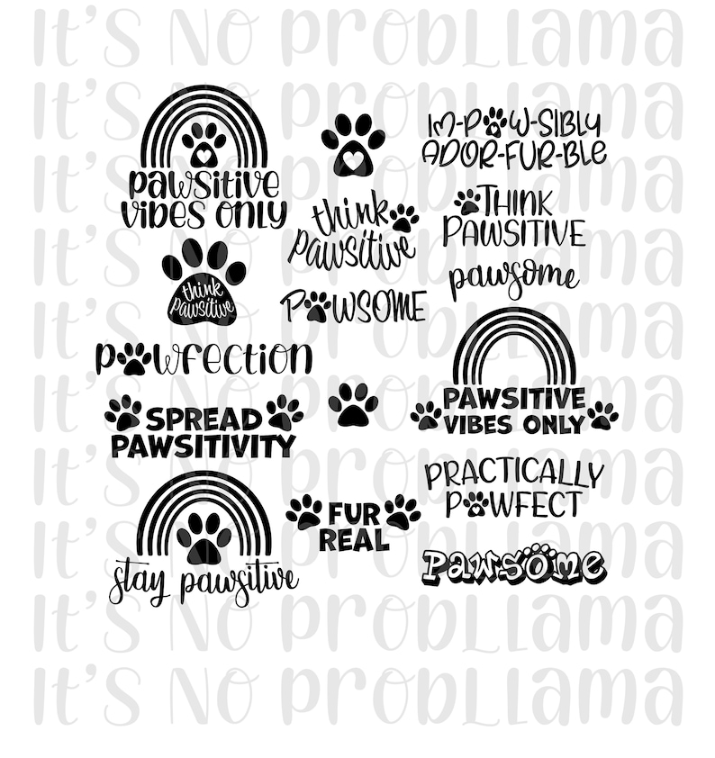 Pawsome Bundle Pawsitive Vibes Stay Pawsitive Pawsome - Etsy