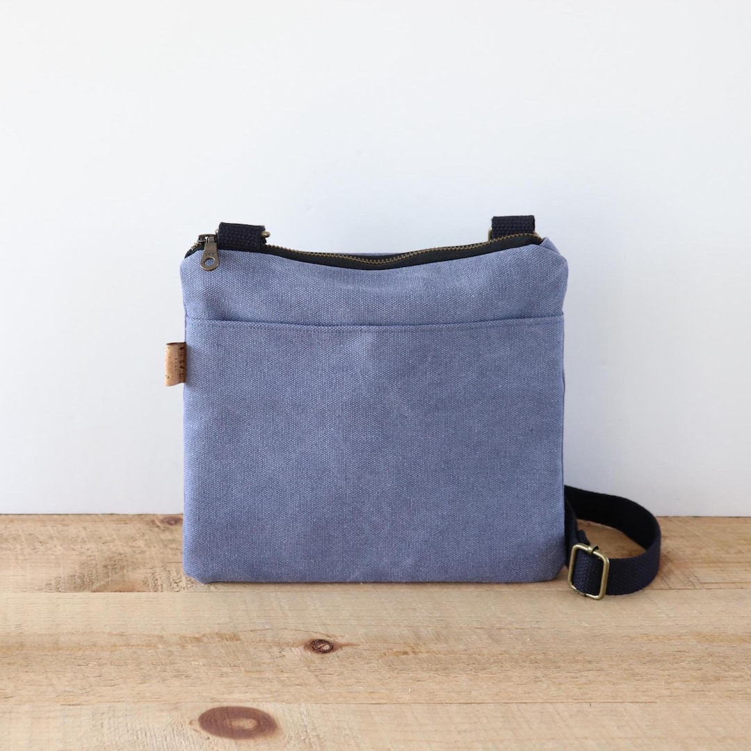 Small Canvas Crossbody Bag: Slim Stonewashed Blue Travel Purse - Etsy